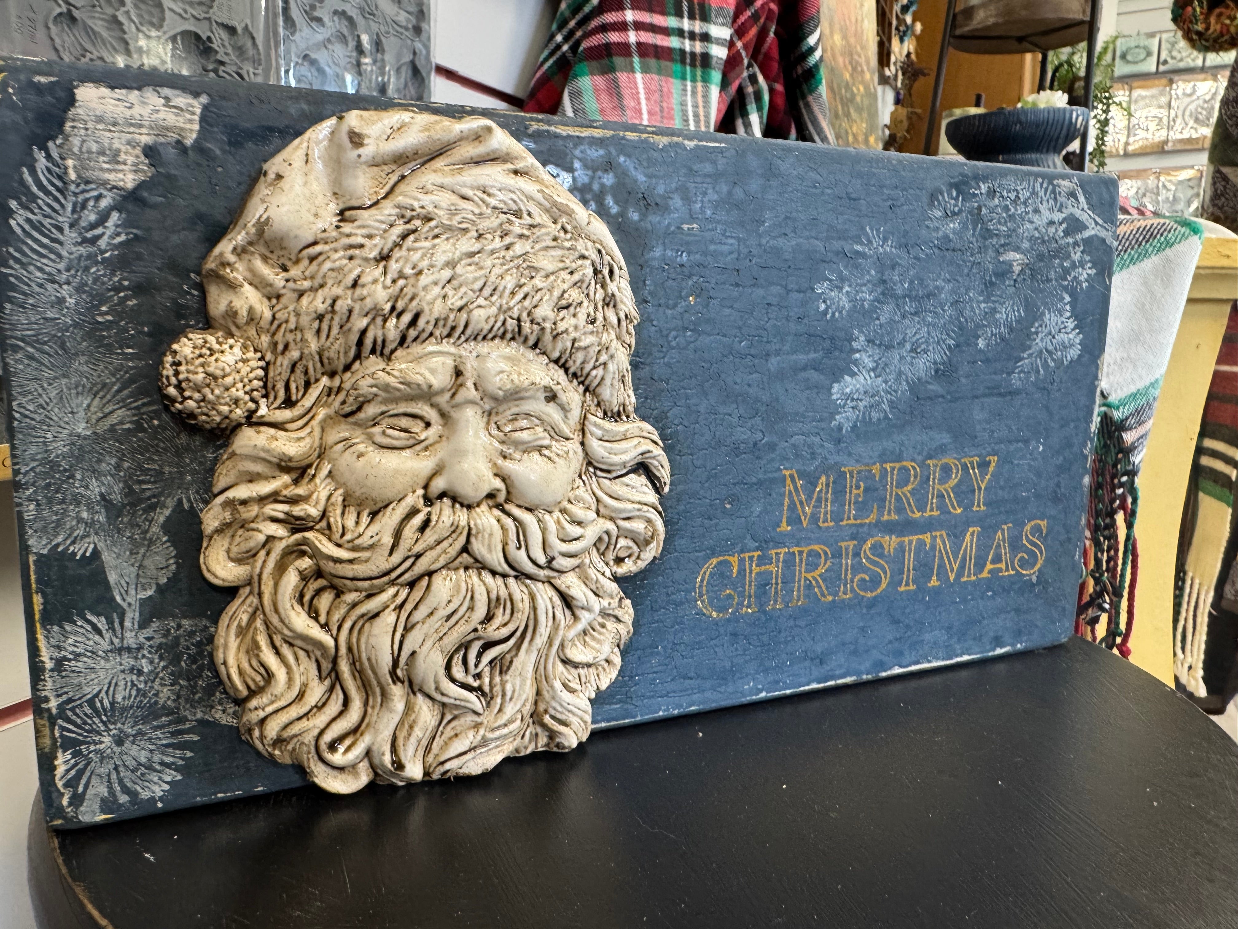 Merry Christmas Sign with 3D Santa – Midwest Charm